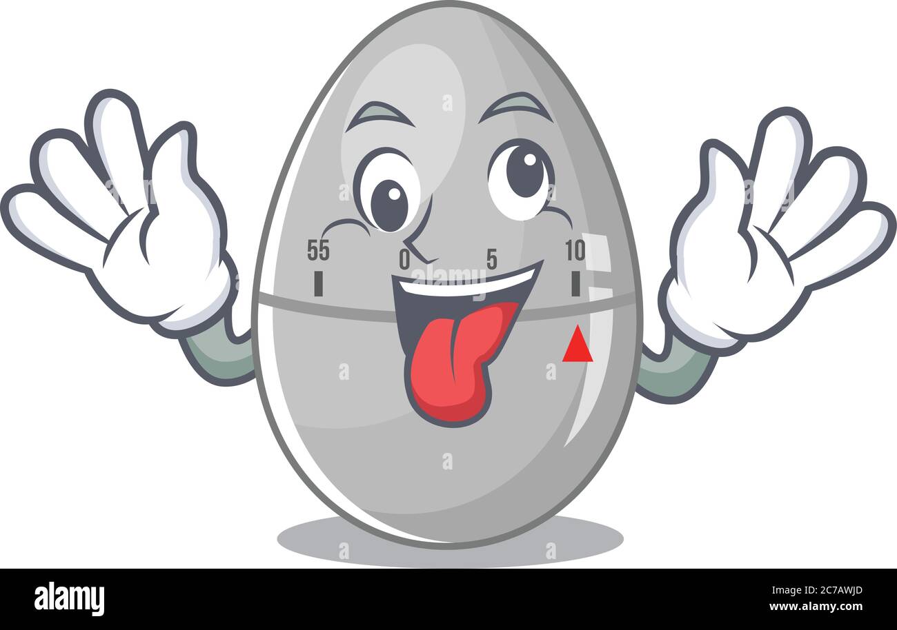 A mascot design of egg kitchen timer having a funny crazy face Stock ...