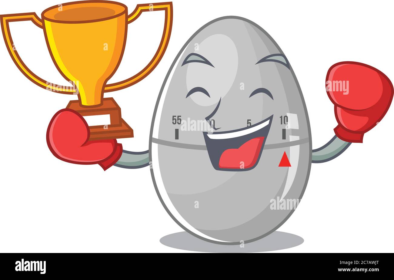 An elegant boxing winner of egg kitchen timer caricature design concept ...