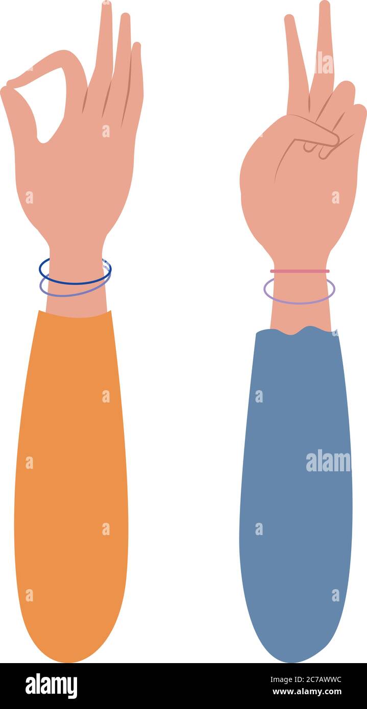 peace love and okey hand design of Hippie art and creative theme Vector ...