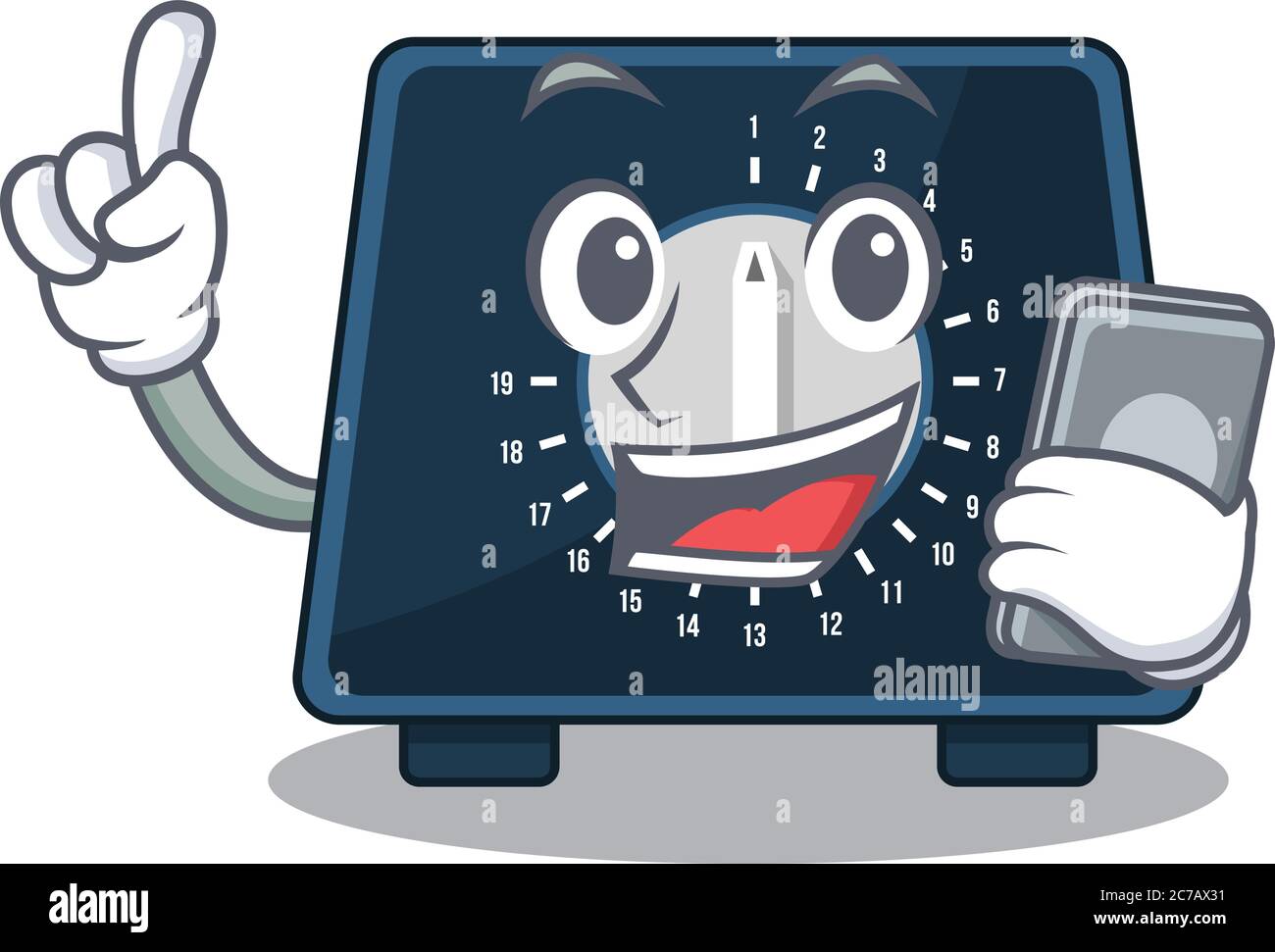 Kitchen timer caricature character speaking with friends on phone Stock ...