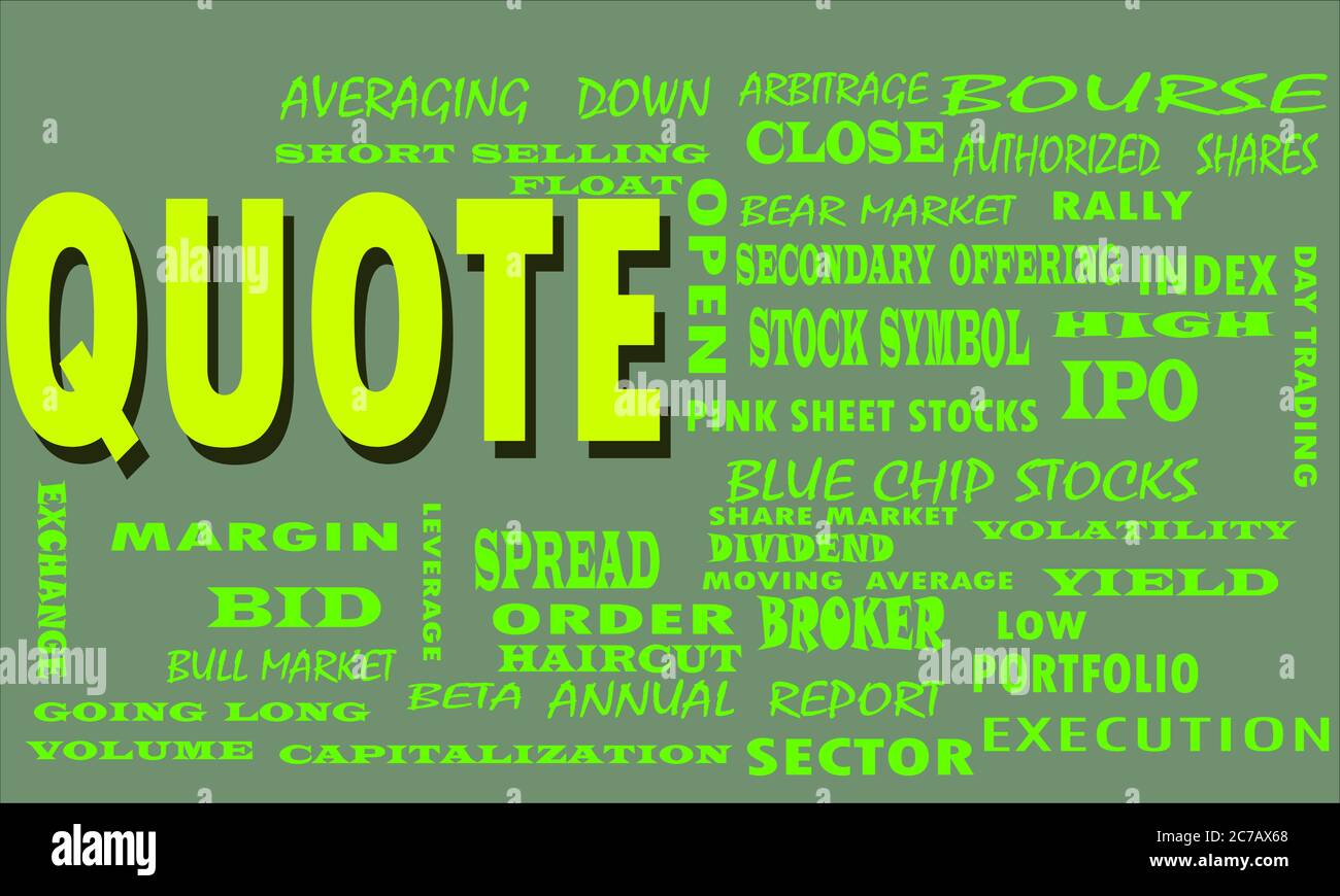 Quote A share market related terminology presented with 3d word cloud ...
