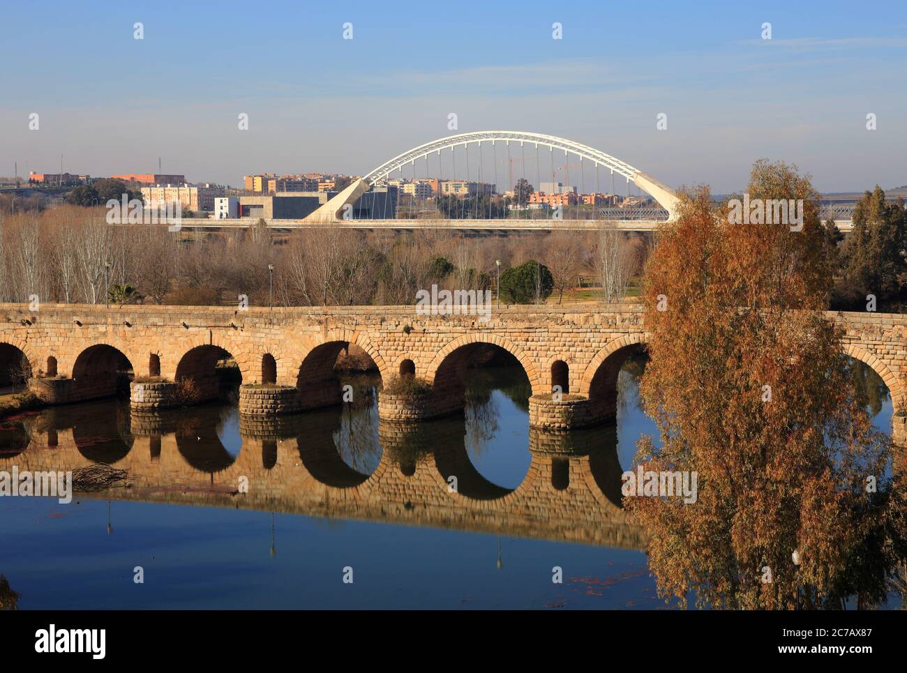 Merida, Badajoz Province, Extremadura, Spain. The Roman bridge ...