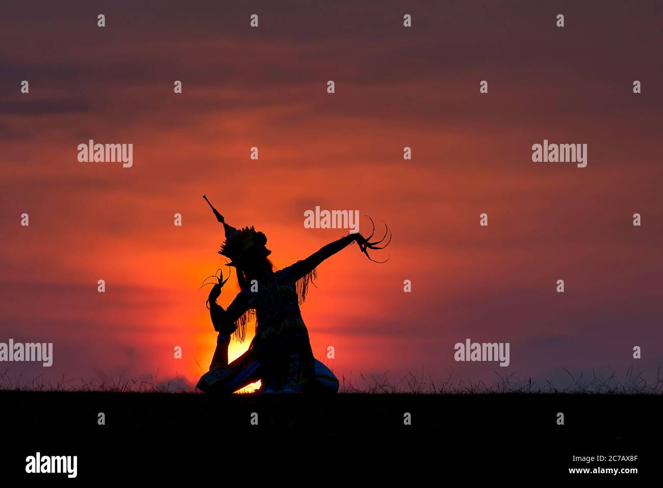 The black silhouette of Manohra actor dancing in the park in the ...