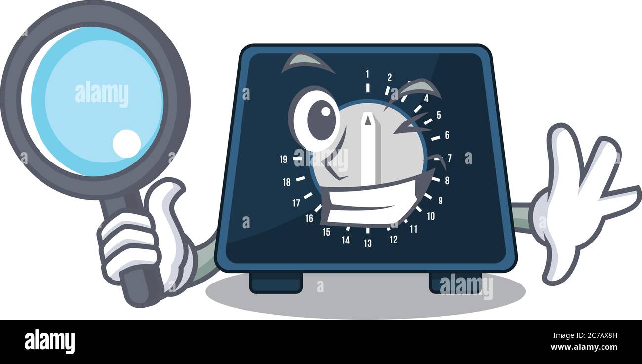 cartoon picture of kitchen timer Detective using tools Stock Vector ...