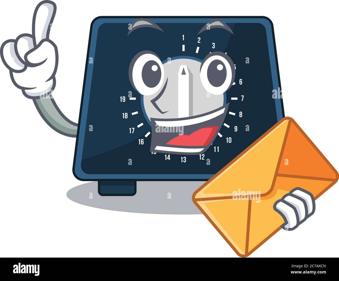 A picture of cheerful kitchen timer cartoon design with brown envelope ...