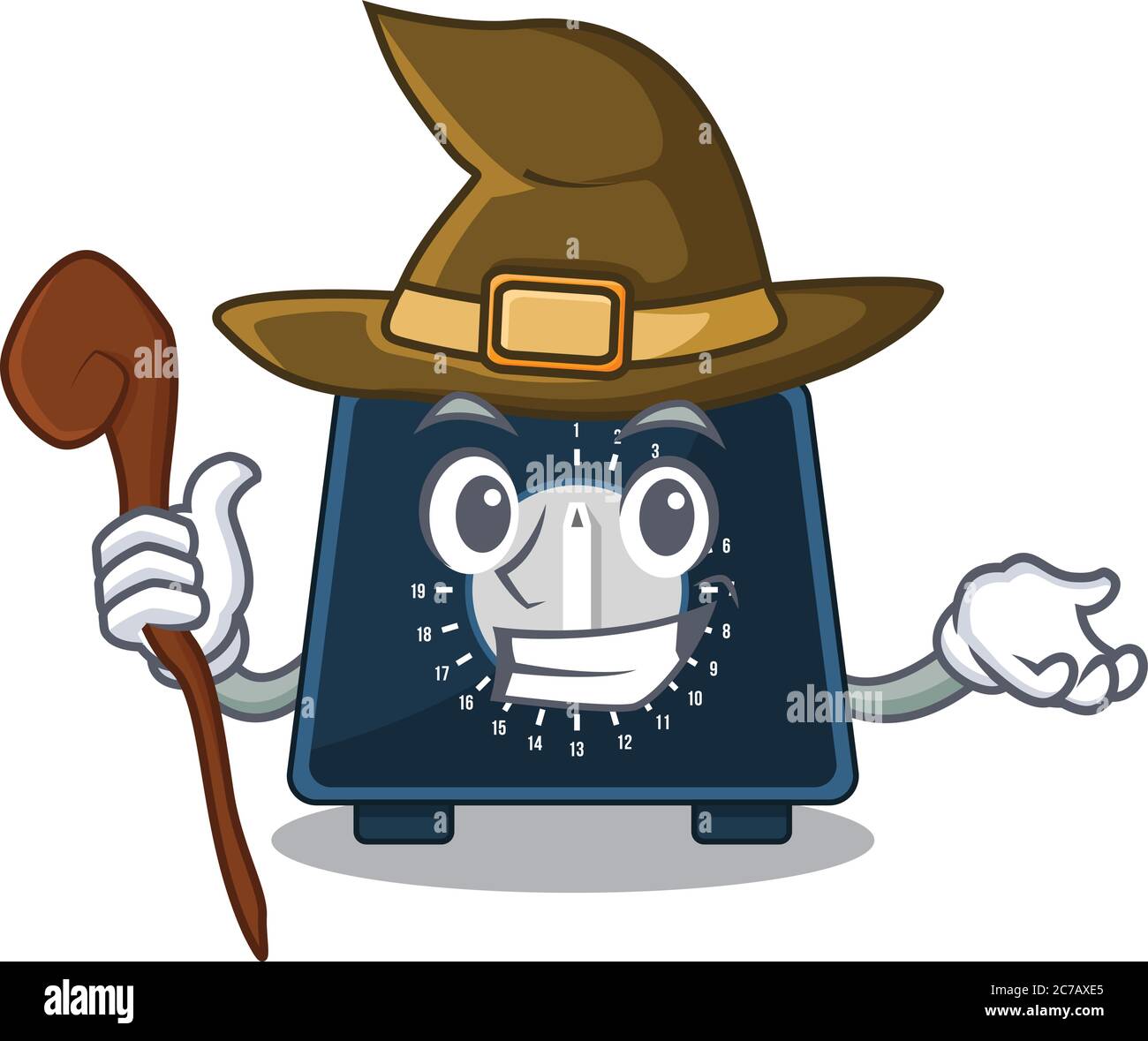 Kitchen timer funny but sneaky witch cartoon character design Stock ...
