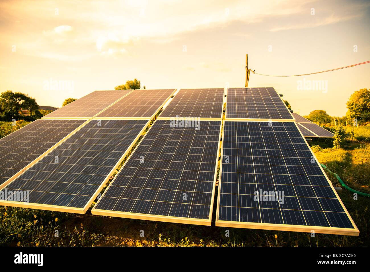 Small Solar Panel Setup Installed, Summer Heat , Green environment ...