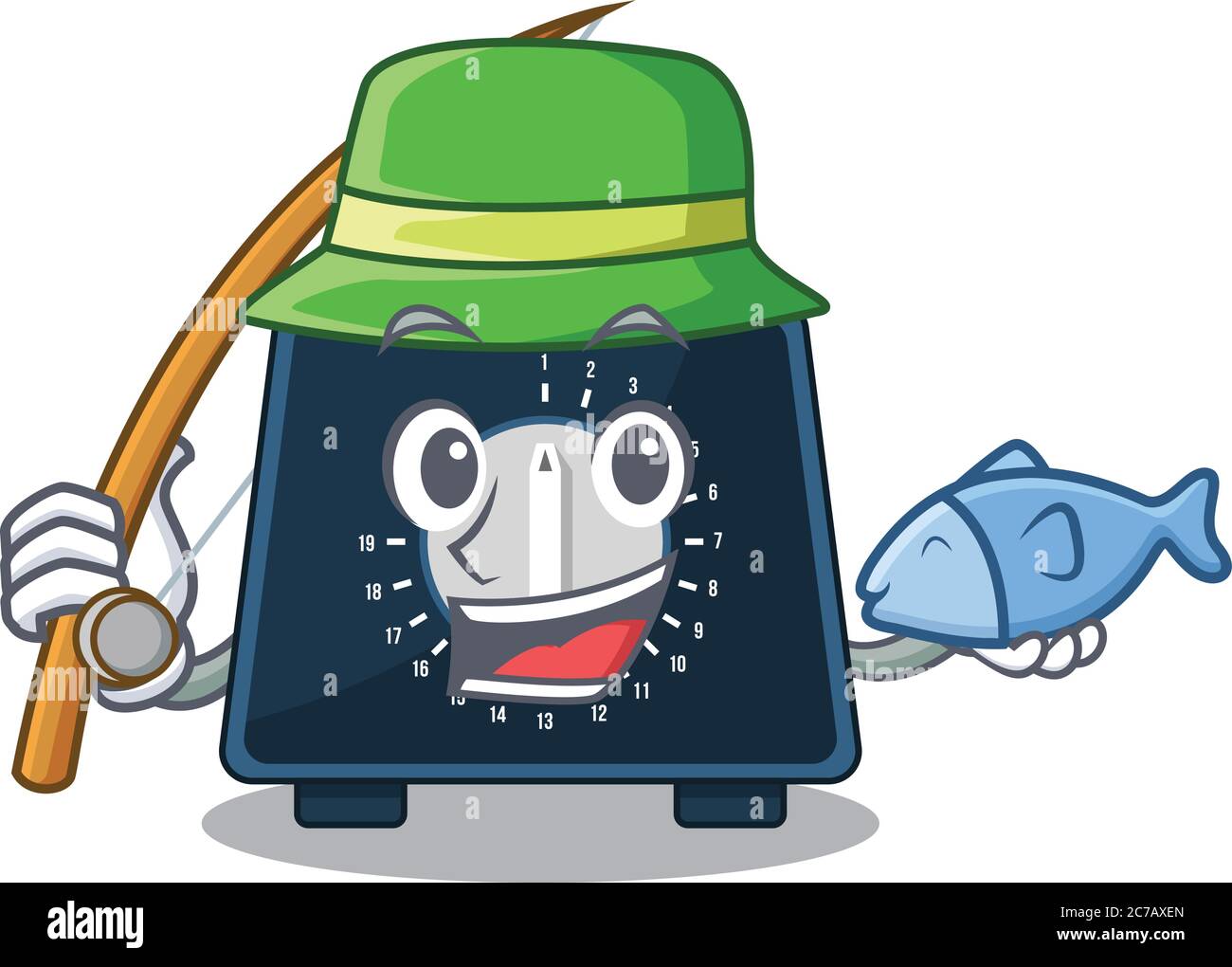 Cartoon design style of kitchen timer goes to fishing Stock Vector ...