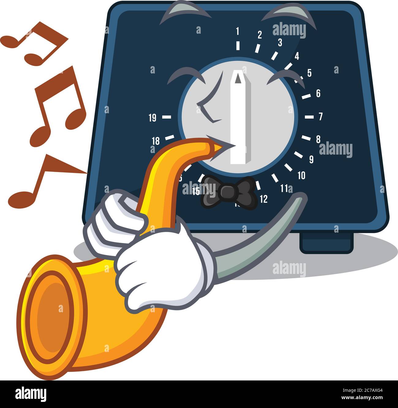 Kitchen timer musician of cartoon design playing a trumpet Stock Vector ...
