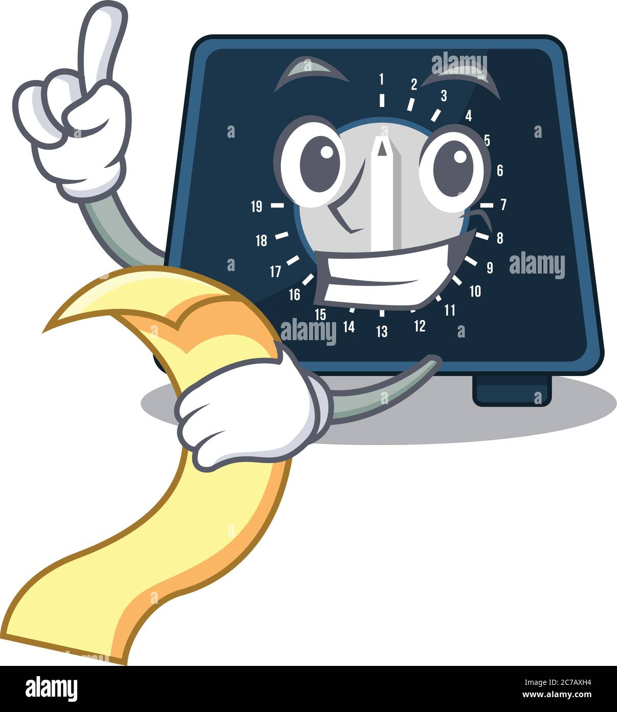 Kitchen timer mascot character style with a menu on his hand Stock ...