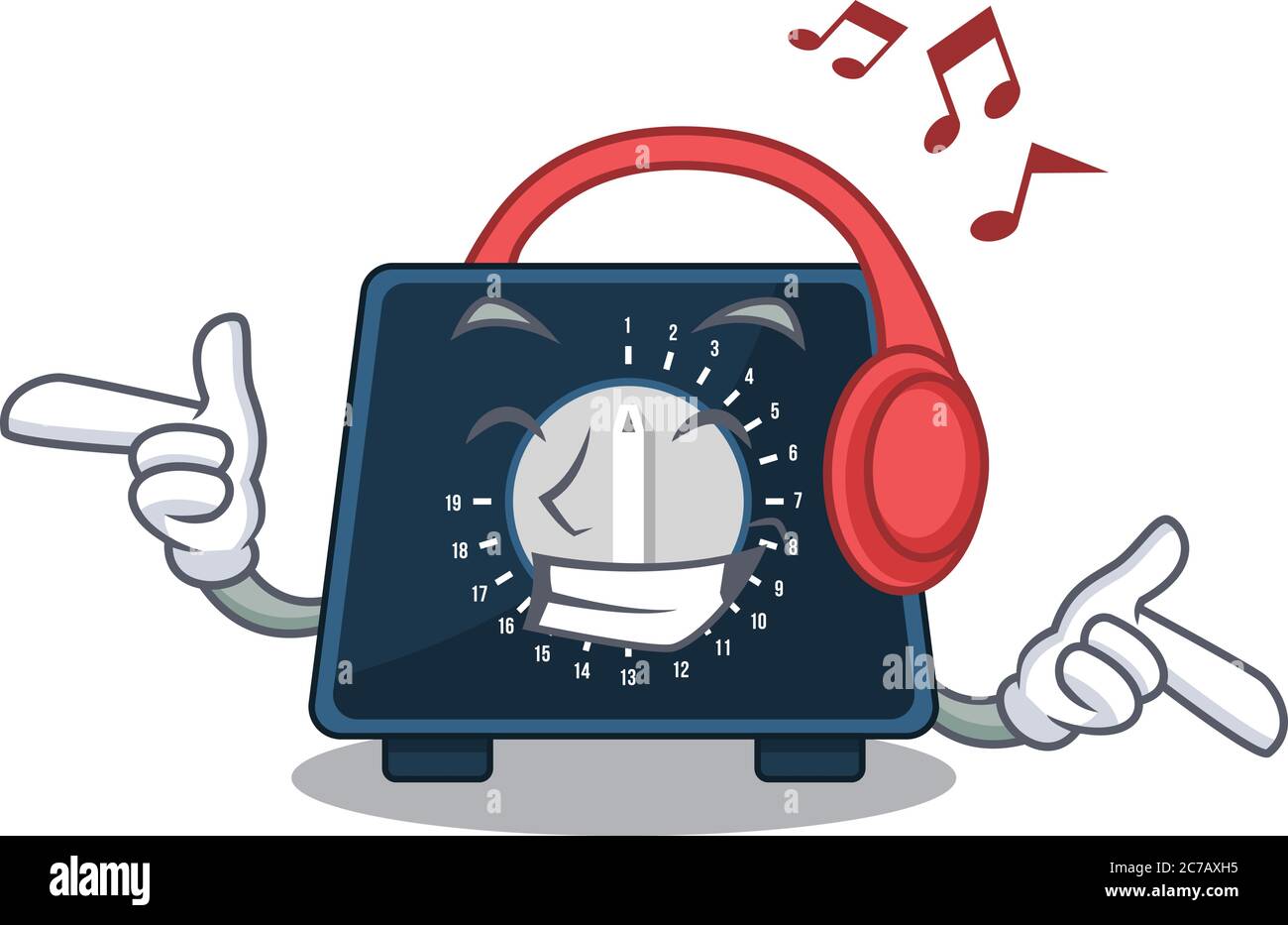 Kitchen timer Cartoon design concept listening music on headphone Stock ...