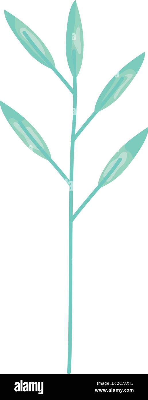 green branch icon over white background, detailed style, vector ...