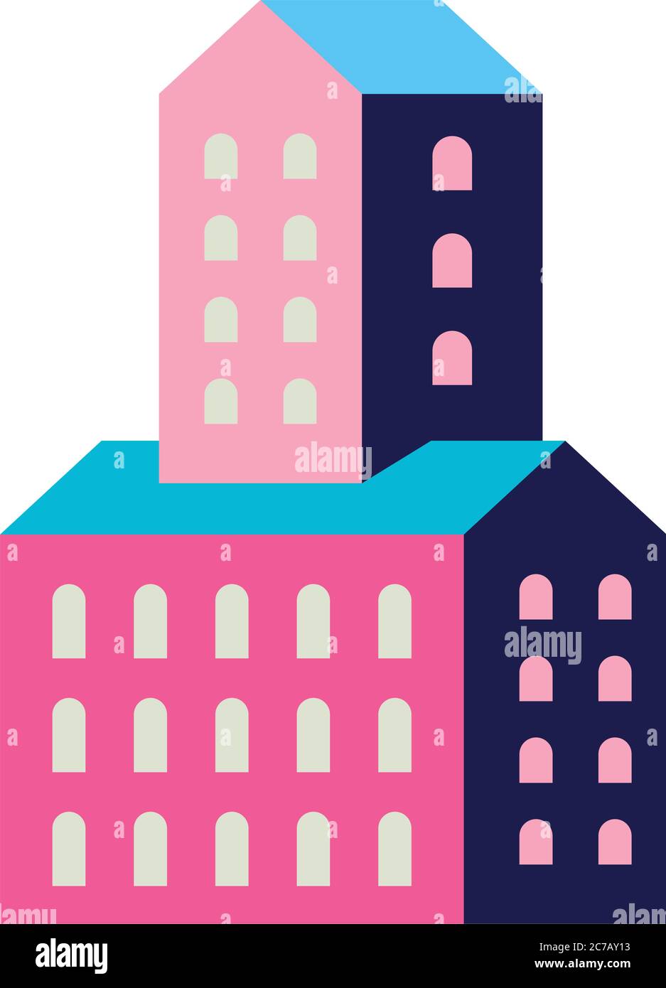 Pink city building design, Abstract geometric architecture and urban ...