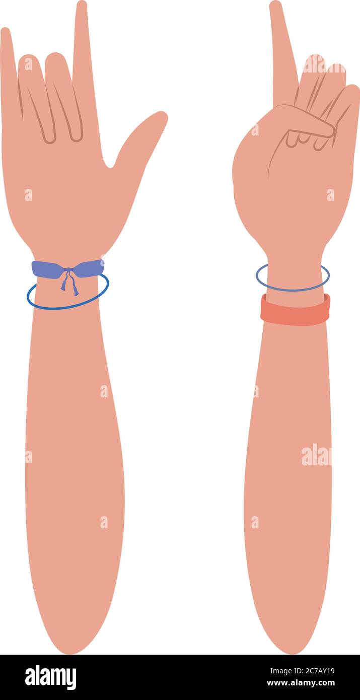 rock and number one sign with hand design of People arm finger person ...