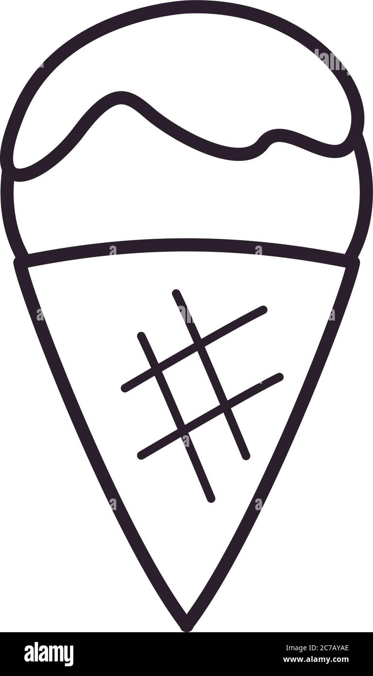 Ice cream cone line style icon design, Sweet and dessert theme Vector ...