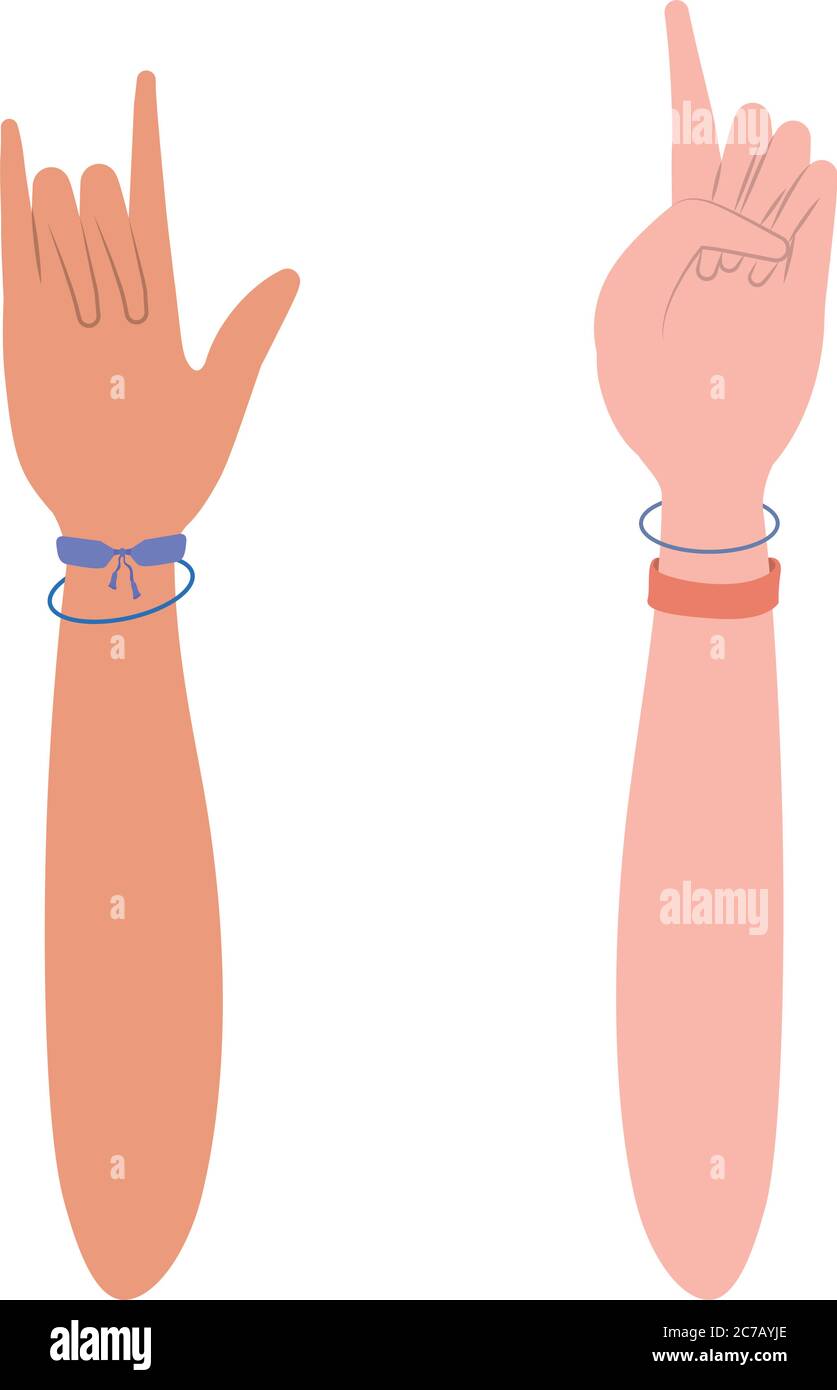 rock and number one sign with hand design of People arm finger person ...