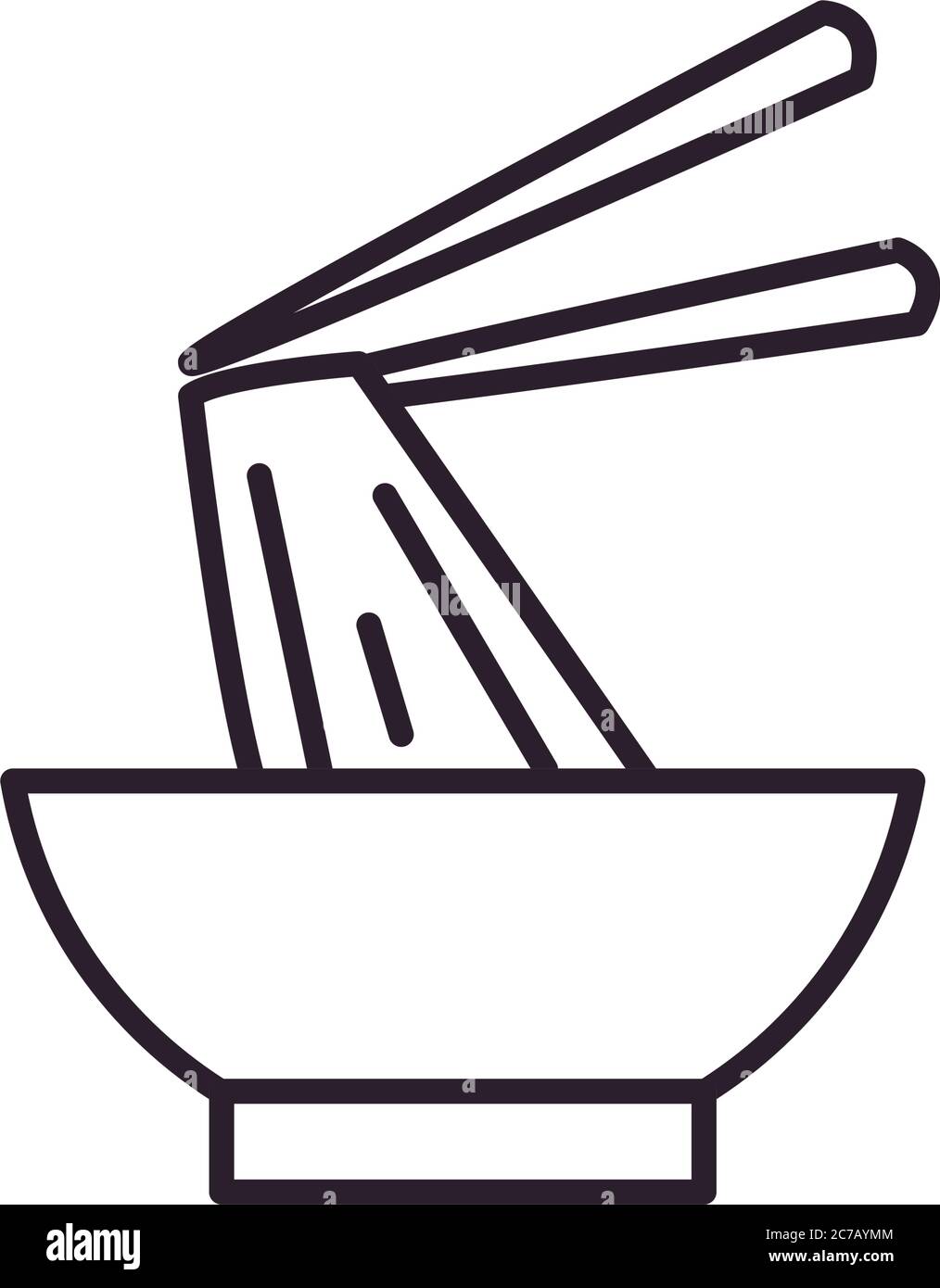 noodles bowl line style icon design, fast food eat restaurant and menu ...