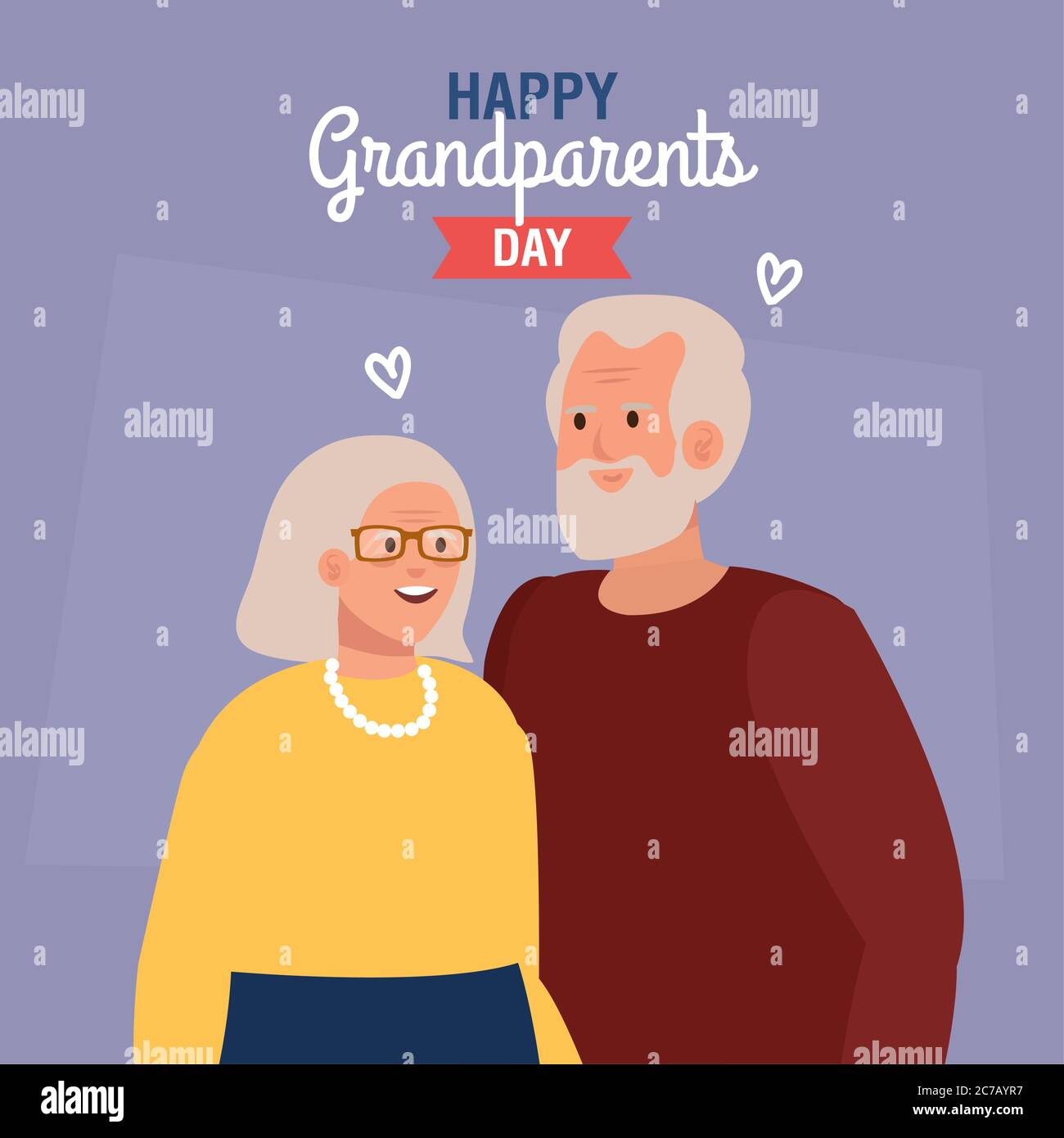 Grandmother and grandfather on happy grandparents day vector design ...