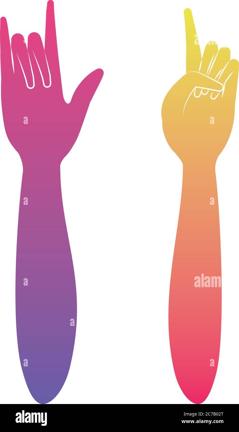 one and rock sign with hand design of People arm finger person learn ...