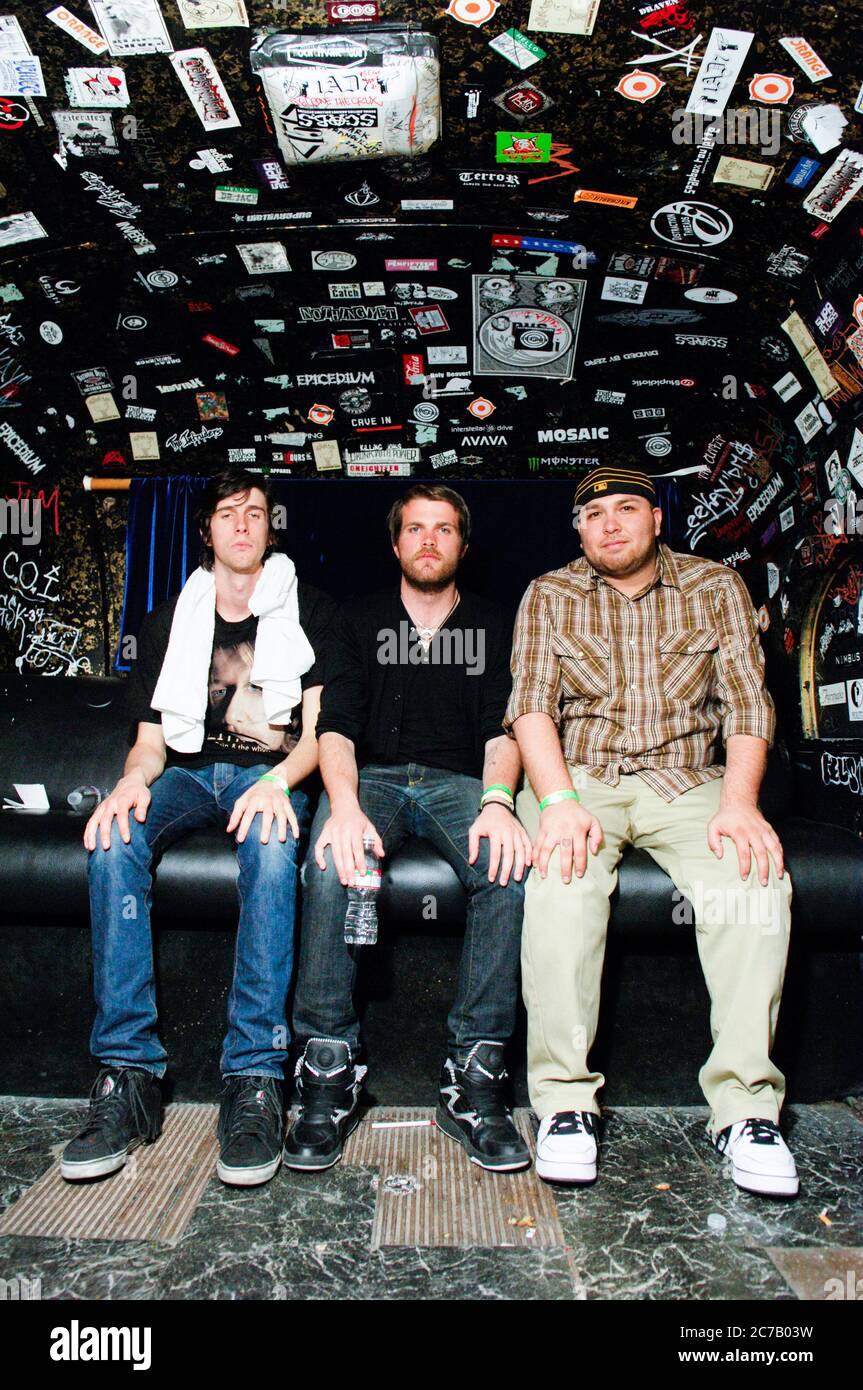 (L-R) Nathaniel Motte, Sean Foreman of 3OH!3 and Gabriel Apodaca at the ...