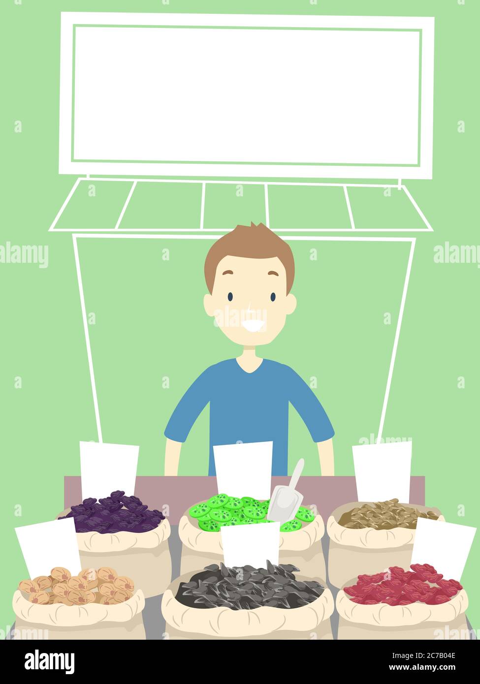 Illustration of a Man Selling Dried Fruits in an Arab Marketplace Stock ...
