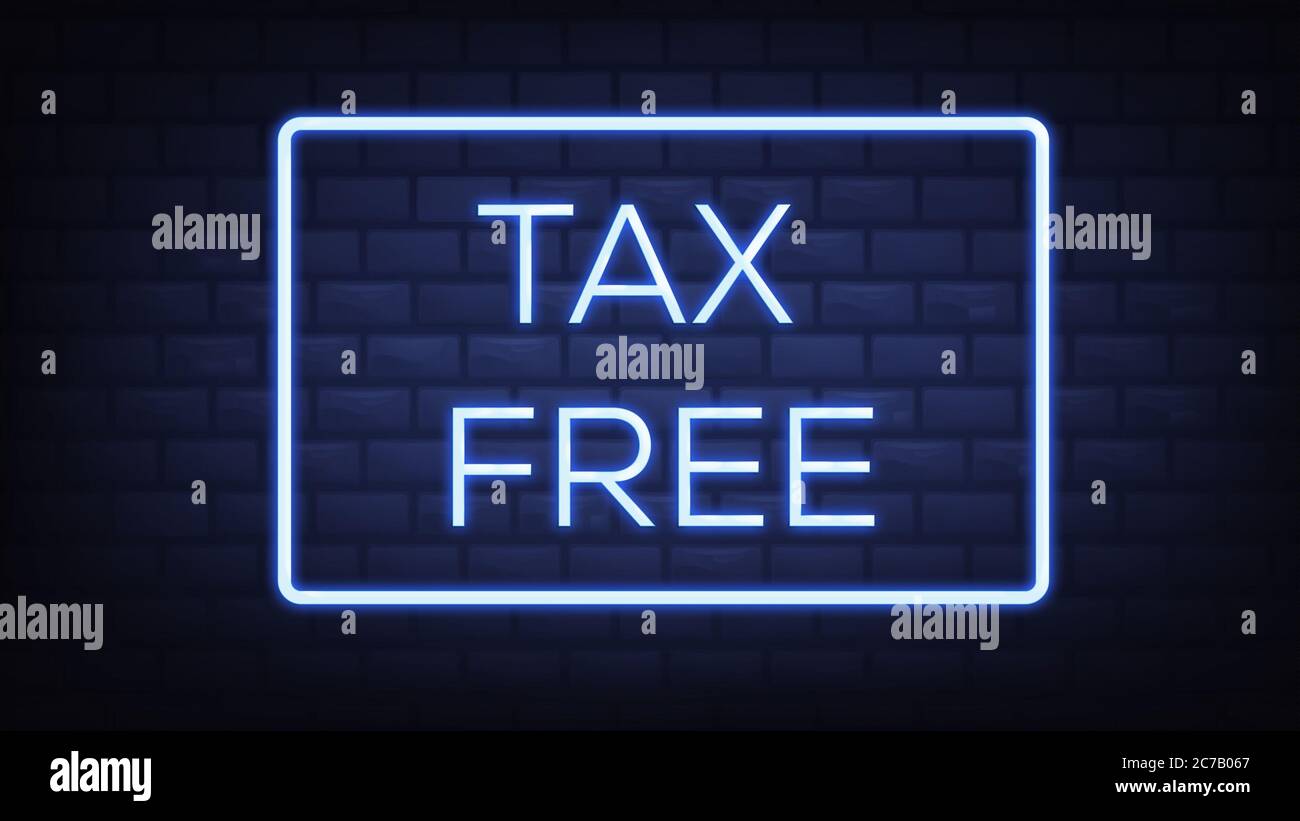 tax free neon sign word illustration use for landing page,website ...