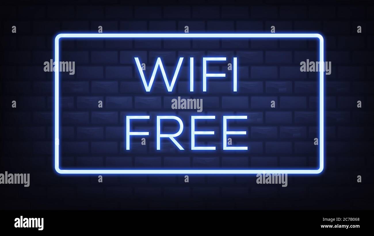 wifi free neon sign illustration use for landing page,website, poster ...