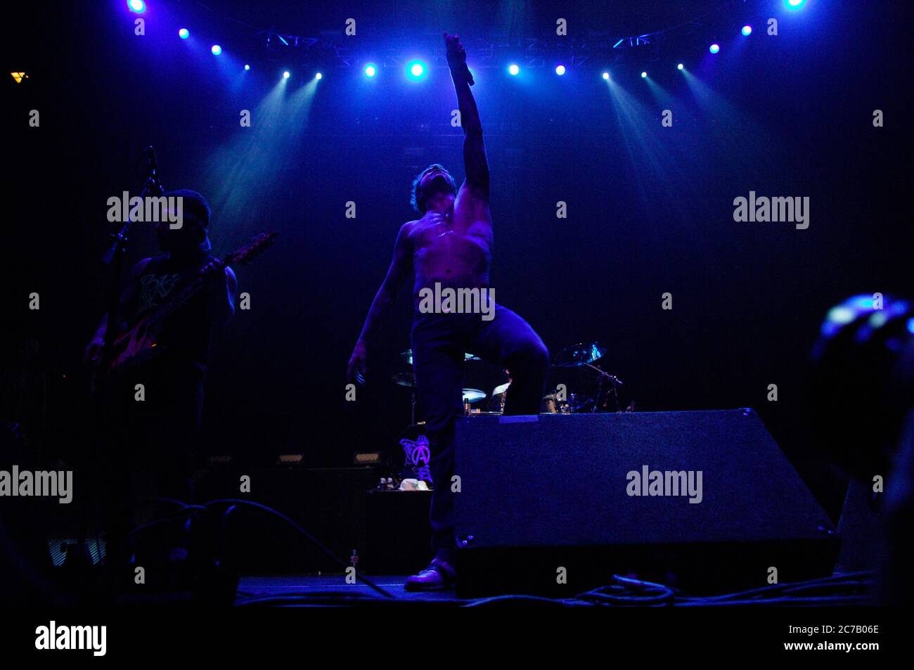 Singer Alex Varkatzas of Atreyu performing at the 2008 Rockstar Taste ...