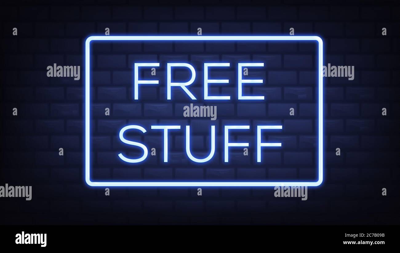 free stuff neon sign illustration on brick wall background Stock Photo ...