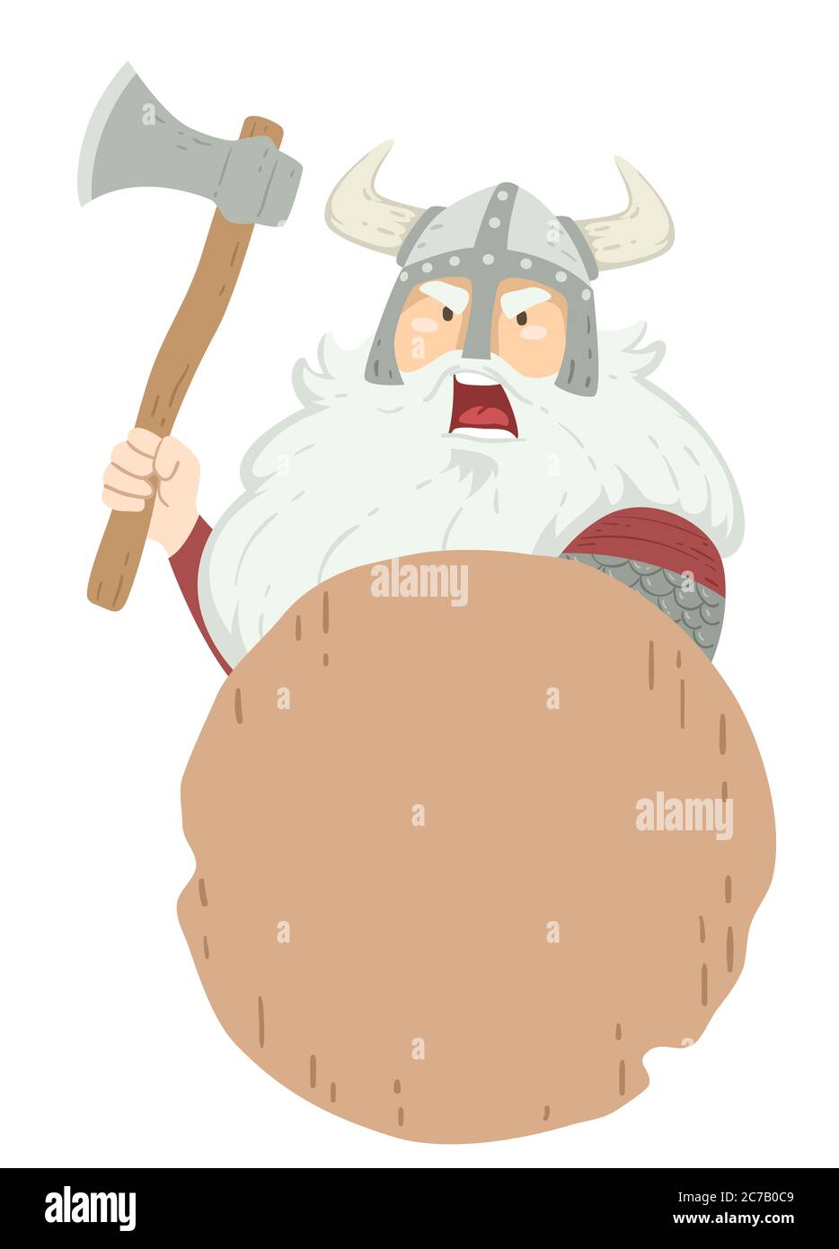 Illustration of an Angry Viking Man Holding Shield and Ax Stock Photo ...