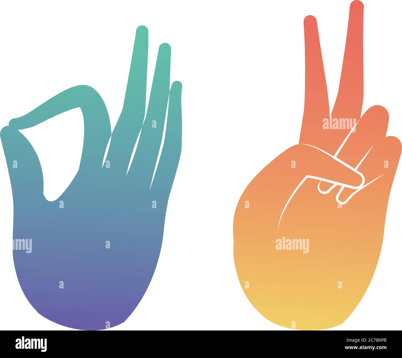 okey and love peace hand design of People arm finger person learn ...