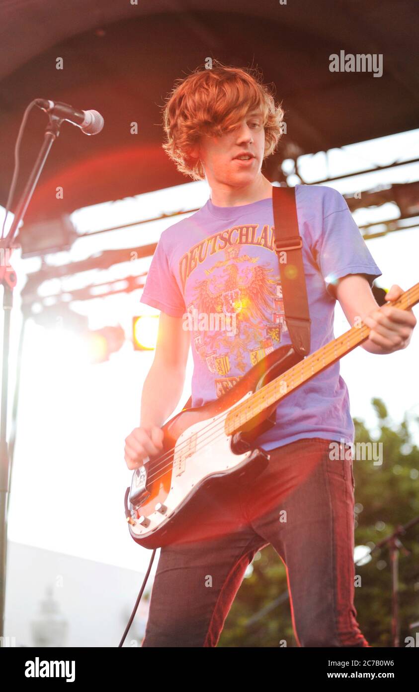 Dave Monks of Tokyo Police Club performing at the 2008 San Diego Street ...