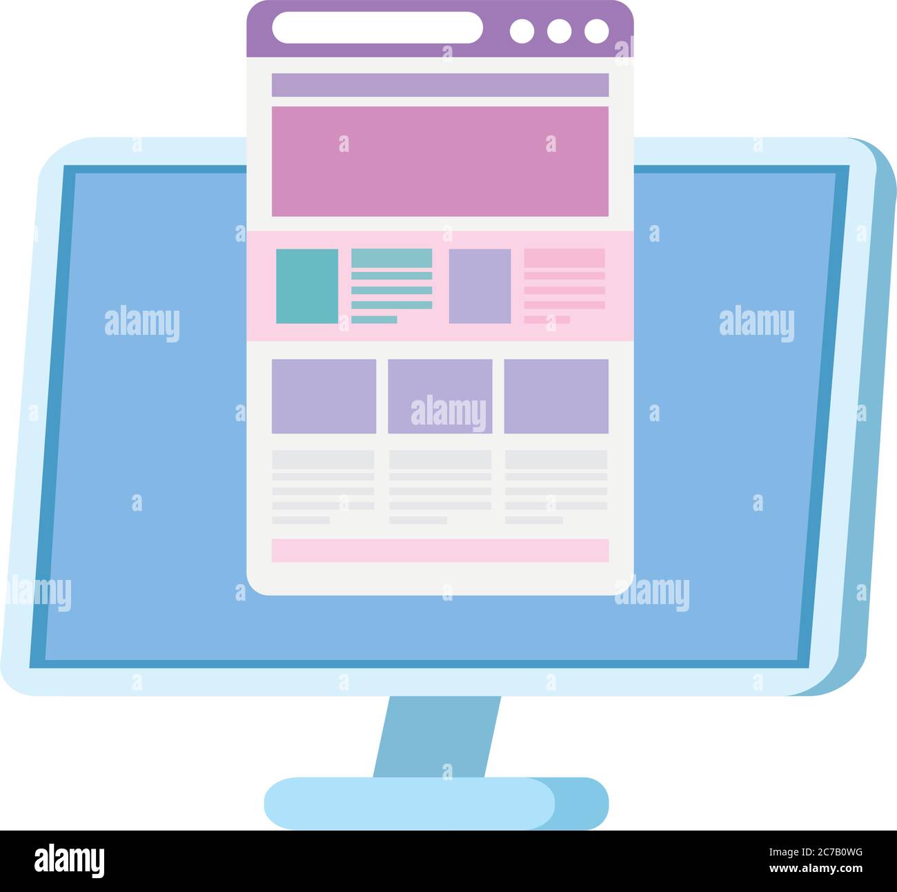 website page in front of computer vector design Stock Vector Image ...