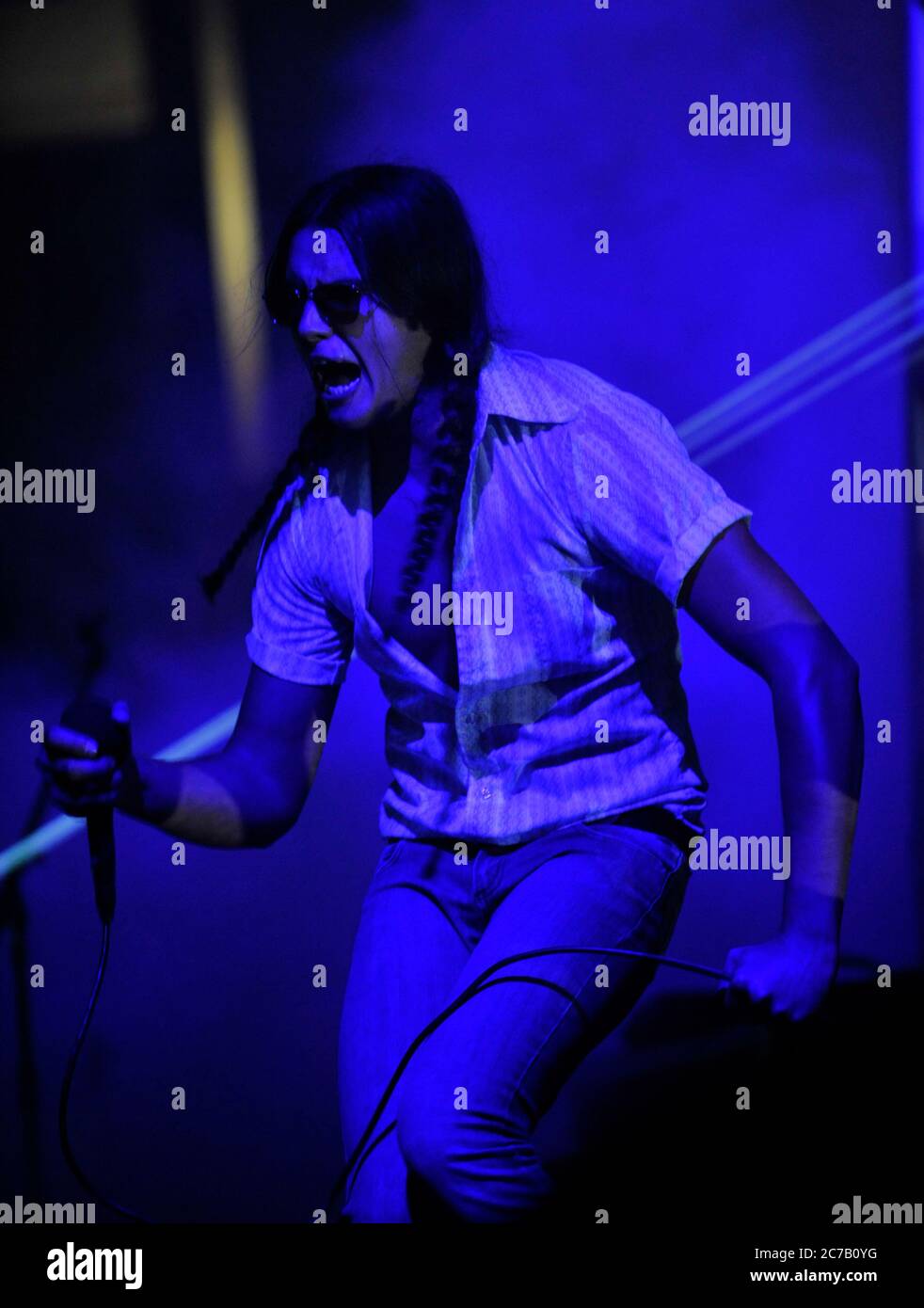 Aaron Behrens of Ghostland Observatory performing at the 2008 San Diego ...