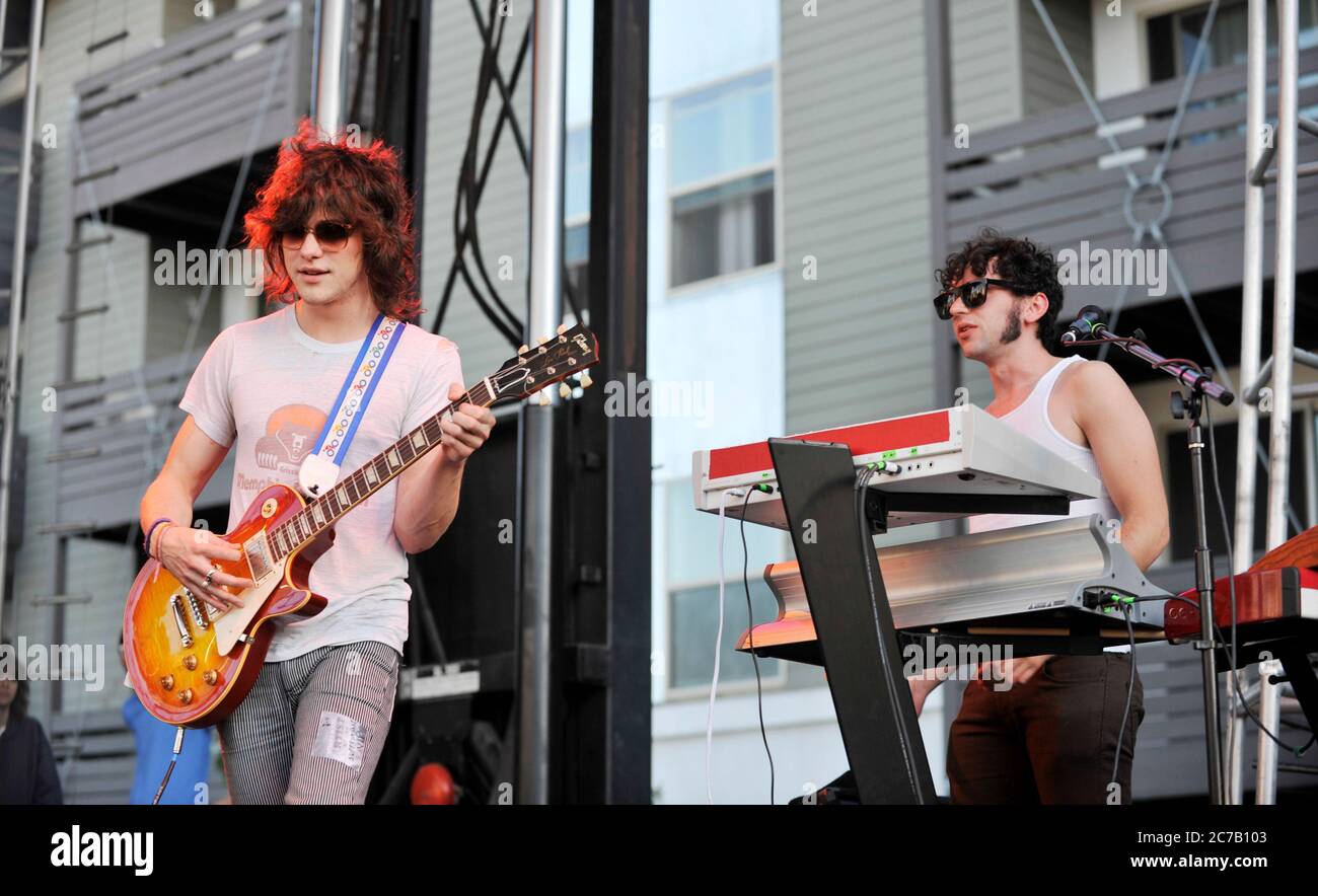 (L-R) Andrew VanWyngarden and Ben Goldwasser of MGMT performing at the ...