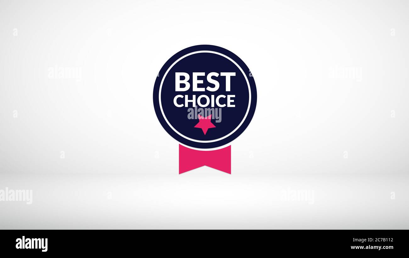 best choice word illustration badge on white background Stock Photo - Alamy