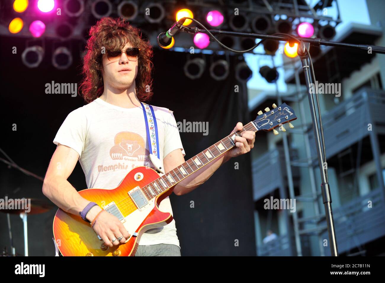 Andrew VanWyngarden of MGMT performing at the 2008 San Diego Street ...