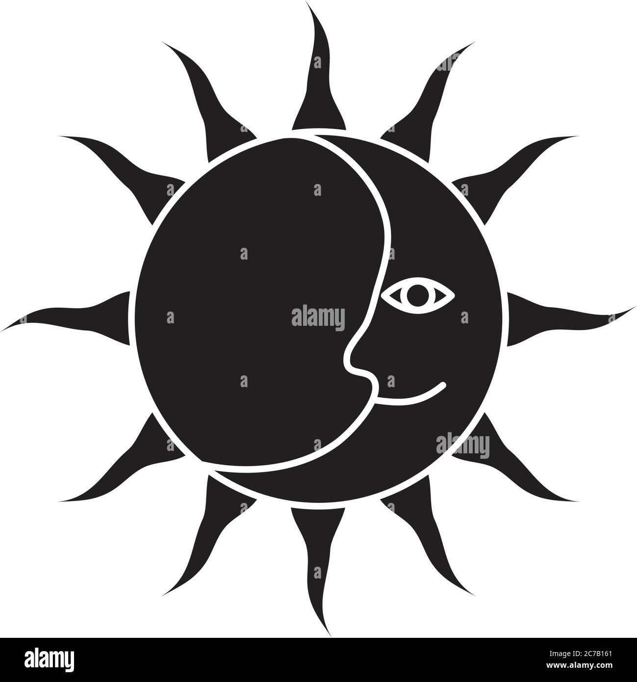 sun eclipse icon over white background, silhouette style, vector ...