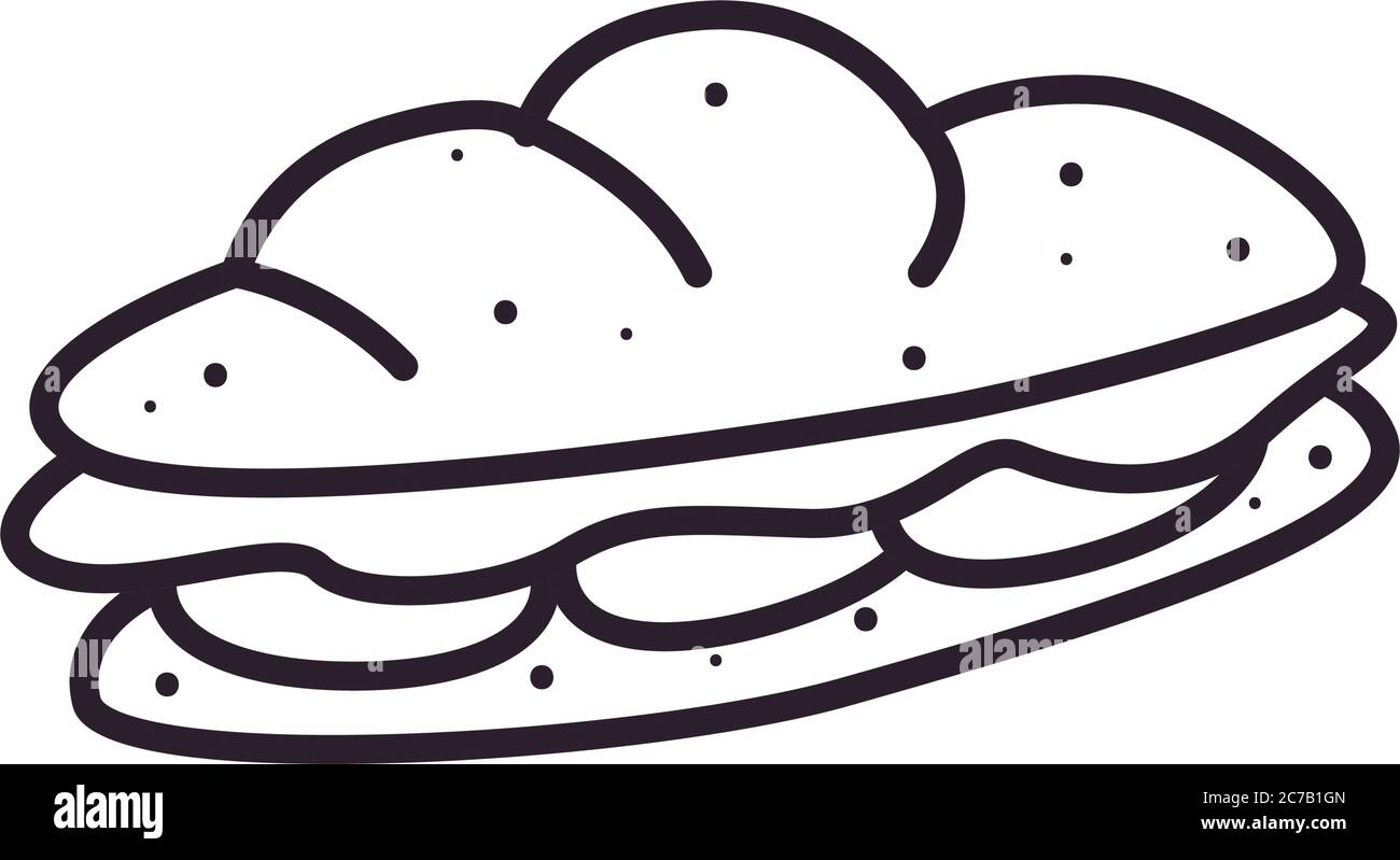 sandwich line style icon design, fast food eat restaurant and menu ...