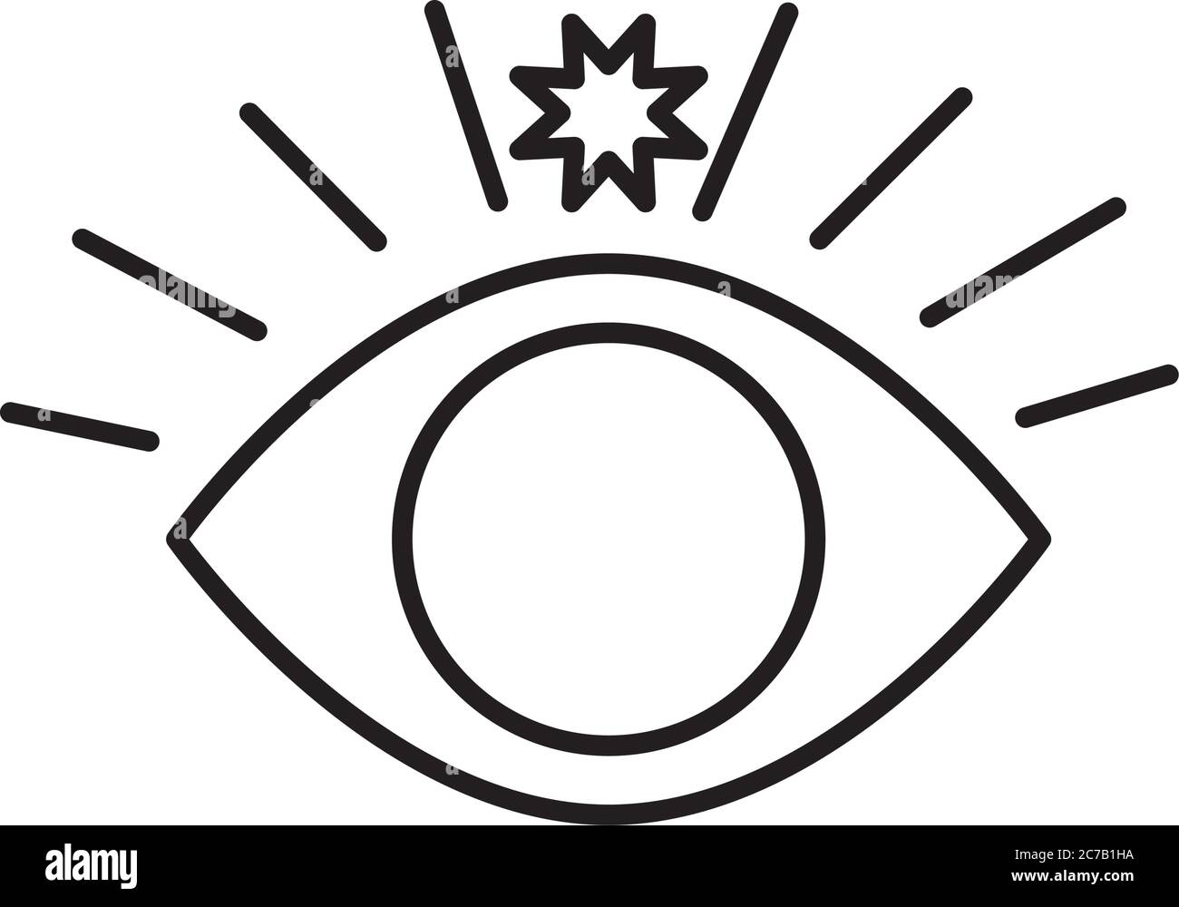 astrology concept, eye and star symbol over white background, line ...