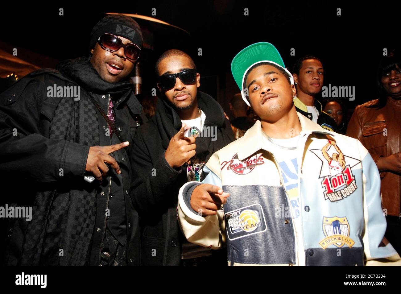(L-R) Detail, Omarion and Mann backstage at the Gibson Amphitheater in ...