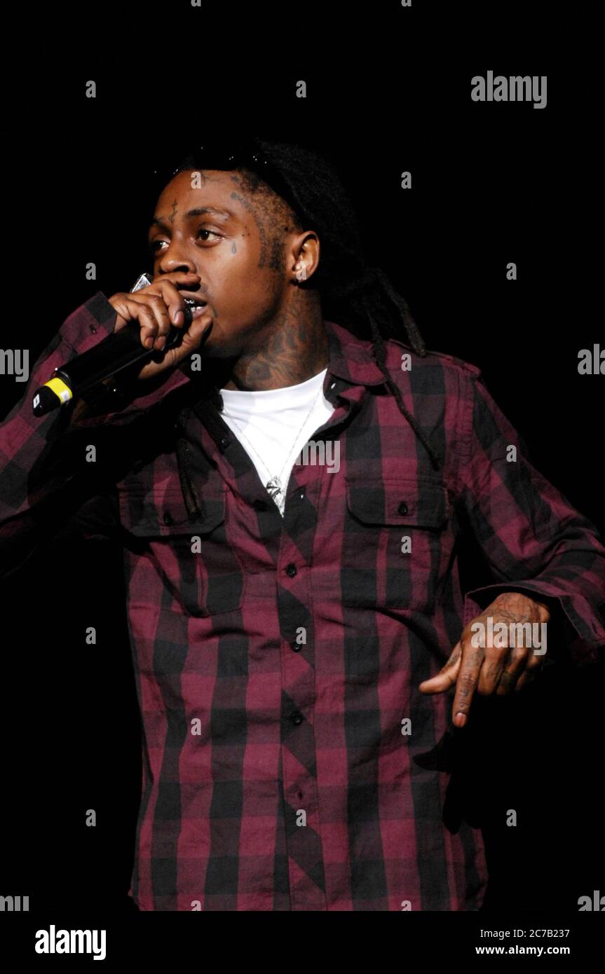 Rapper Lil' Wayne performs at the Gibson Amphitheater in Los Angeles ...