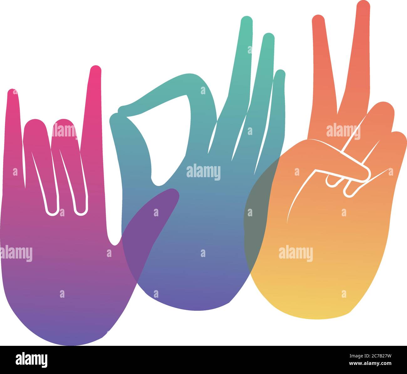 peace love okey and rock sign hand design of Hippie art and creative ...