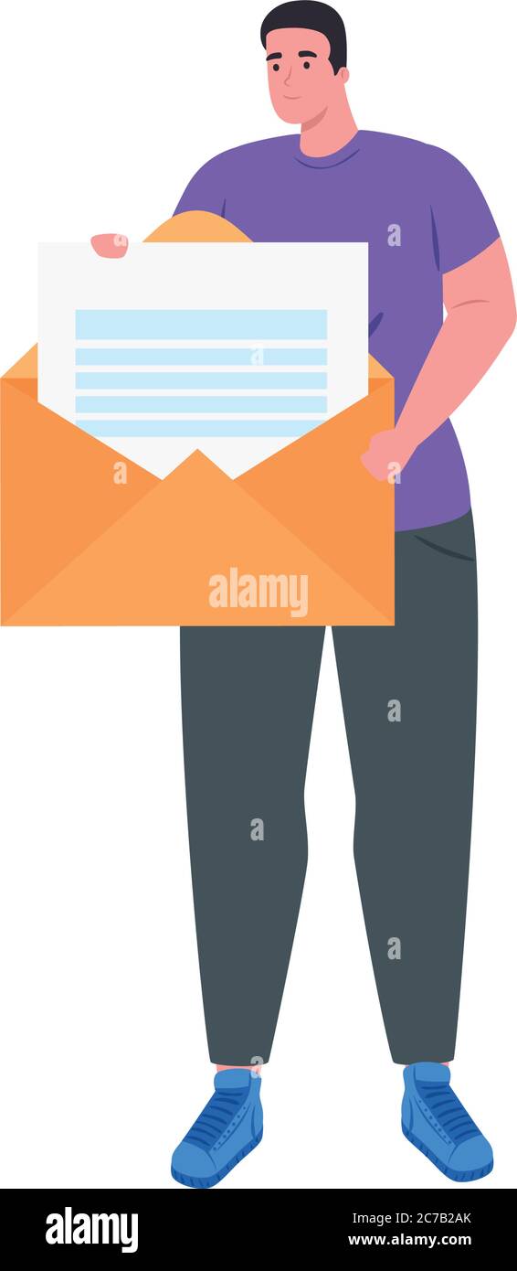 Man holding envelope message vector design Stock Vector Image & Art - Alamy