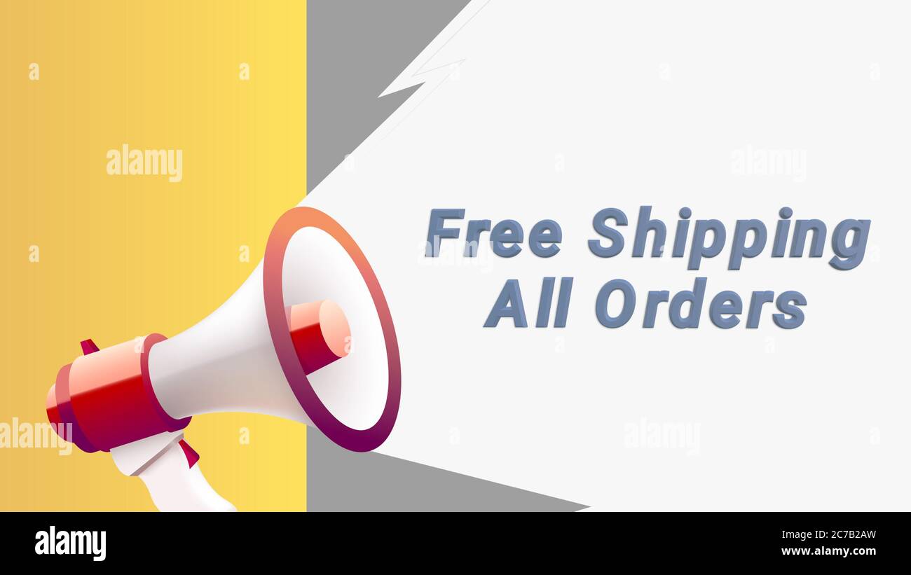3d render Free shipping all orders tag. Banner design template for ...