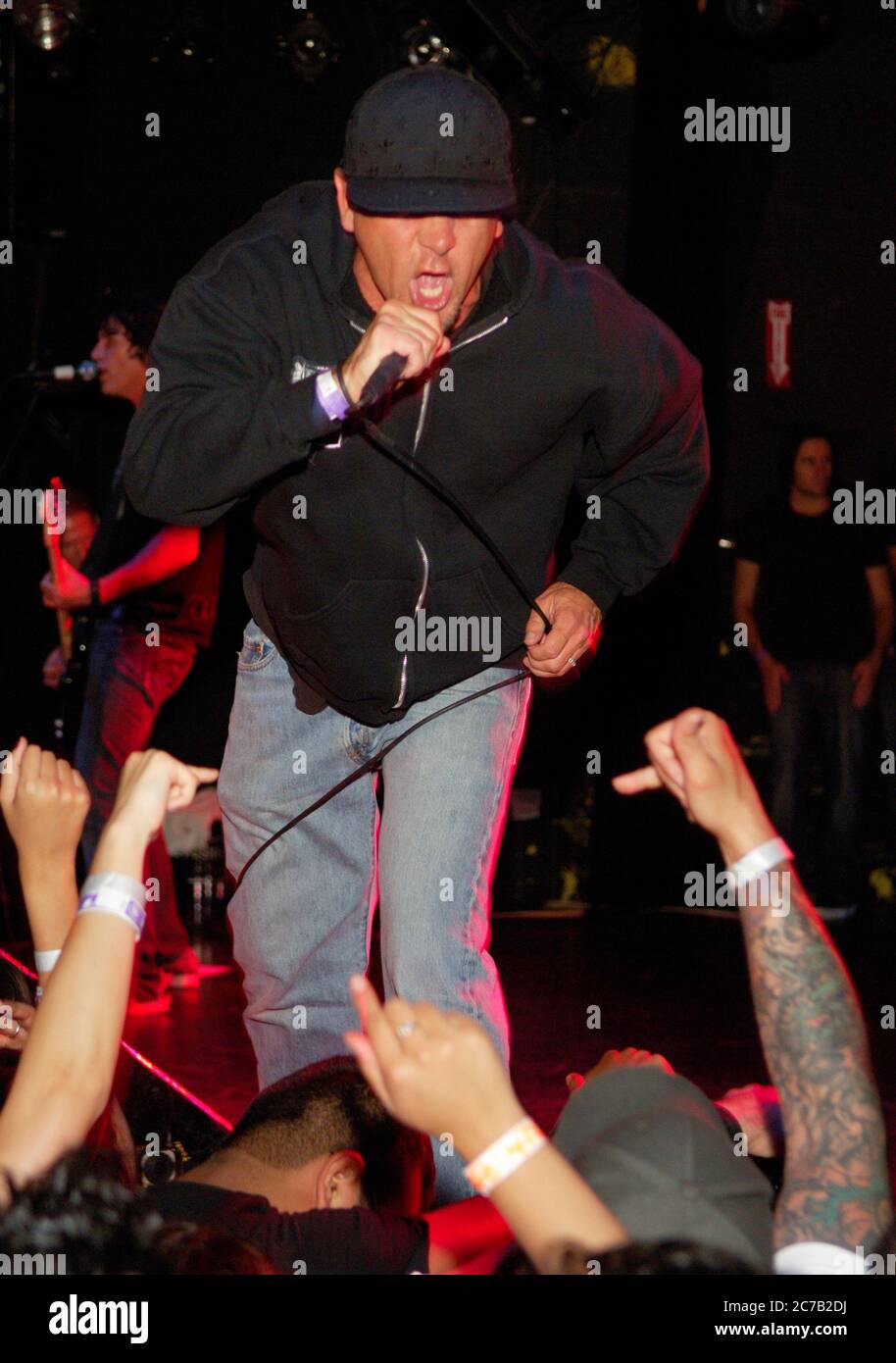 Jim Lindberg of Pennywise performing at the Key Club in West Hollywood ...