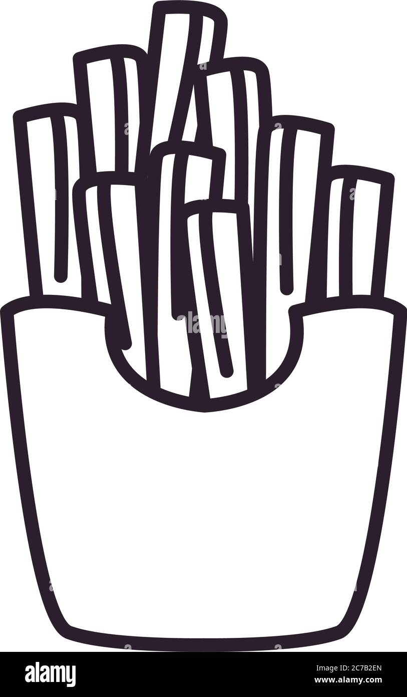 french fries line style icon design, fast food eat restaurant and menu ...