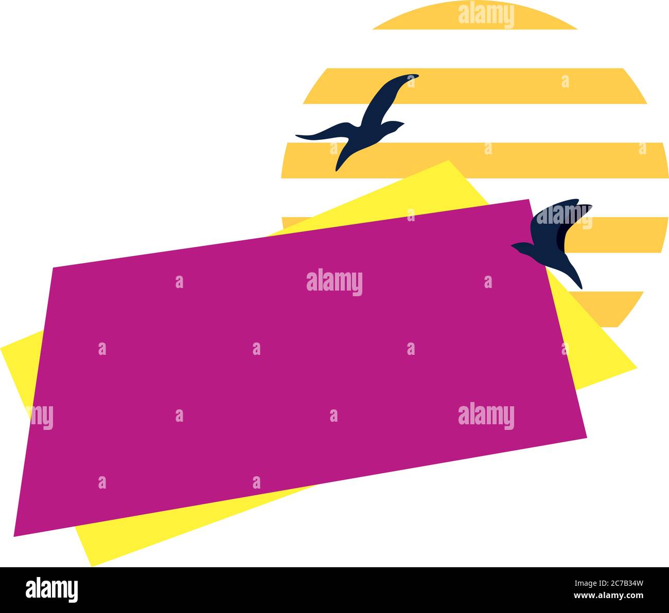 offer label rectangle with birds flying on white background Stock ...