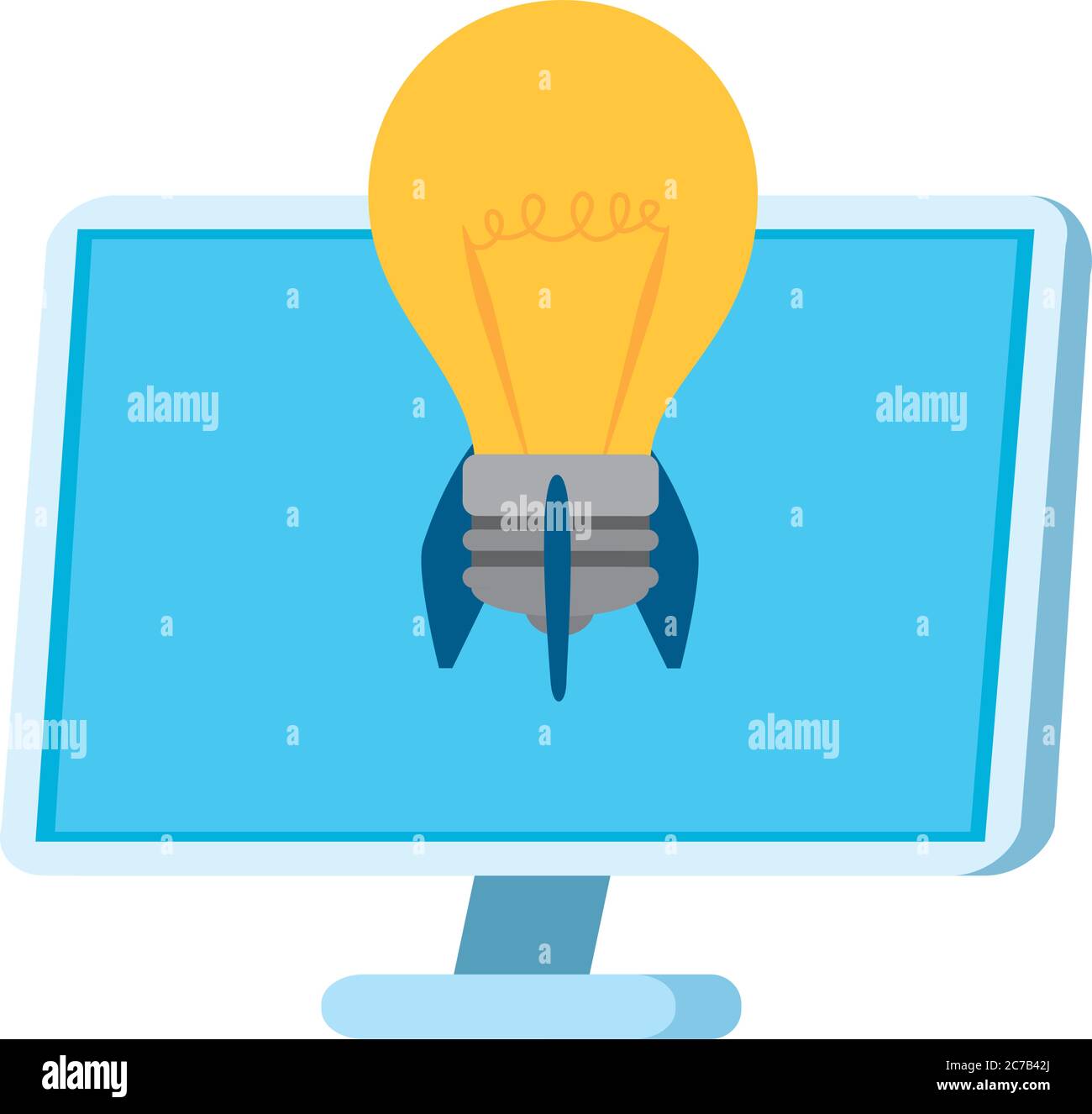 computer with rocket light bulb vector design Stock Vector Image & Art ...