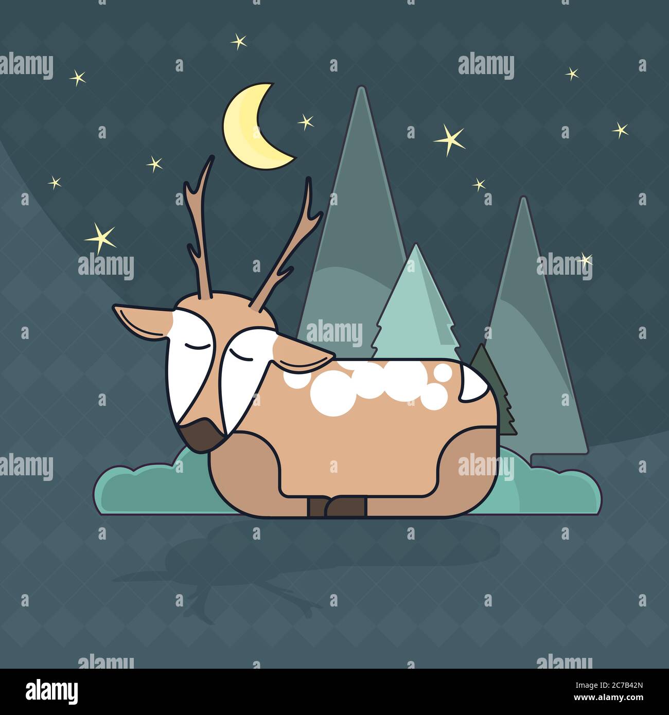 Baby deer sleeping Stock Vector Images - Alamy